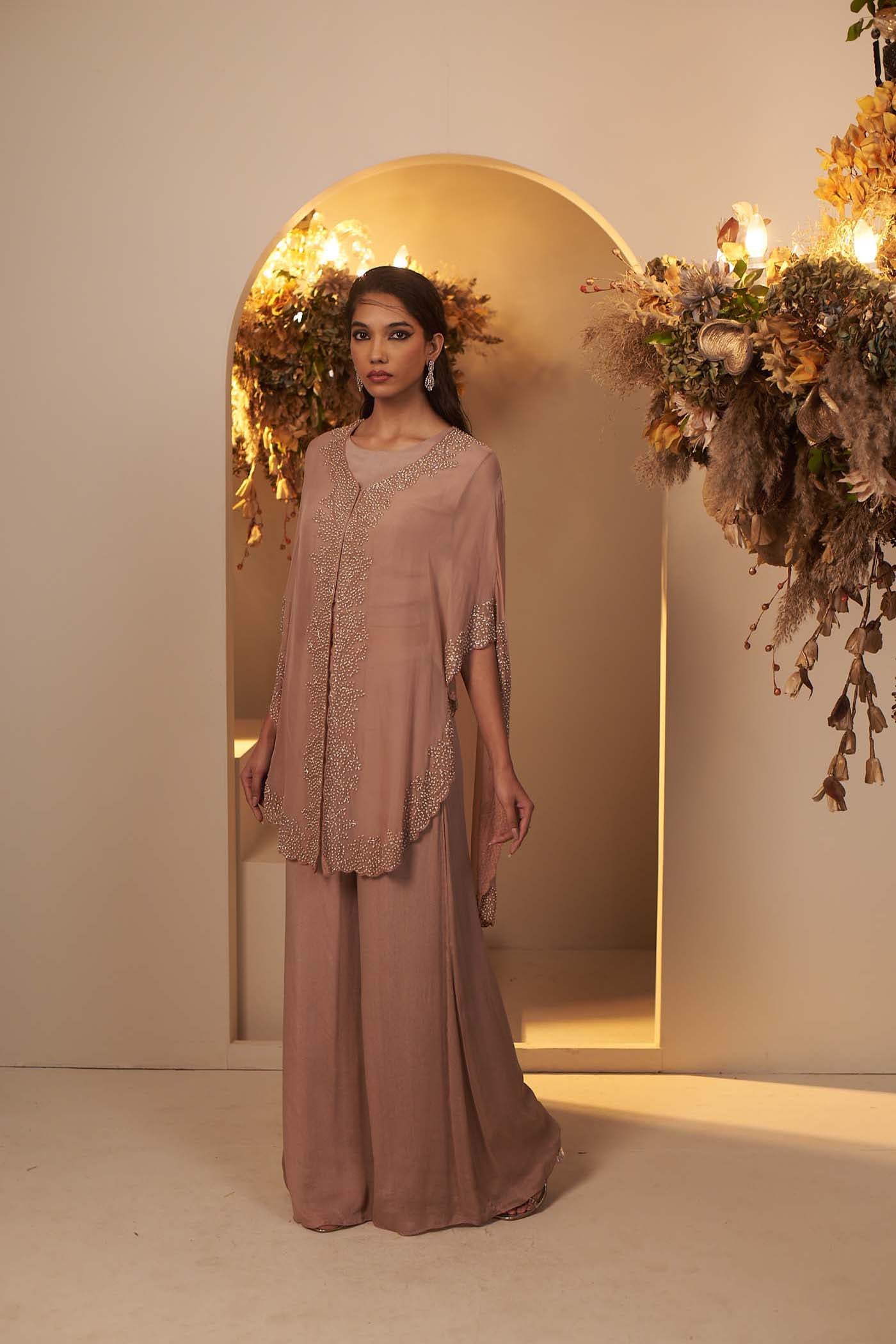 Clay Crop-top with Pallazzo set